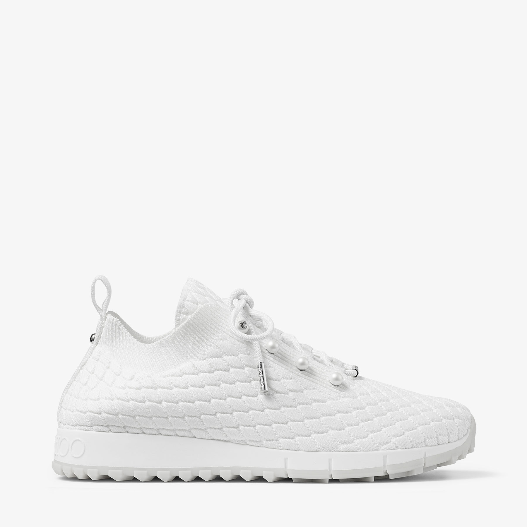 Veles |White Textured Knit Trainers | JIMMY CHOO Veles |White Textured Knit Trainers | JIMMY CHOO